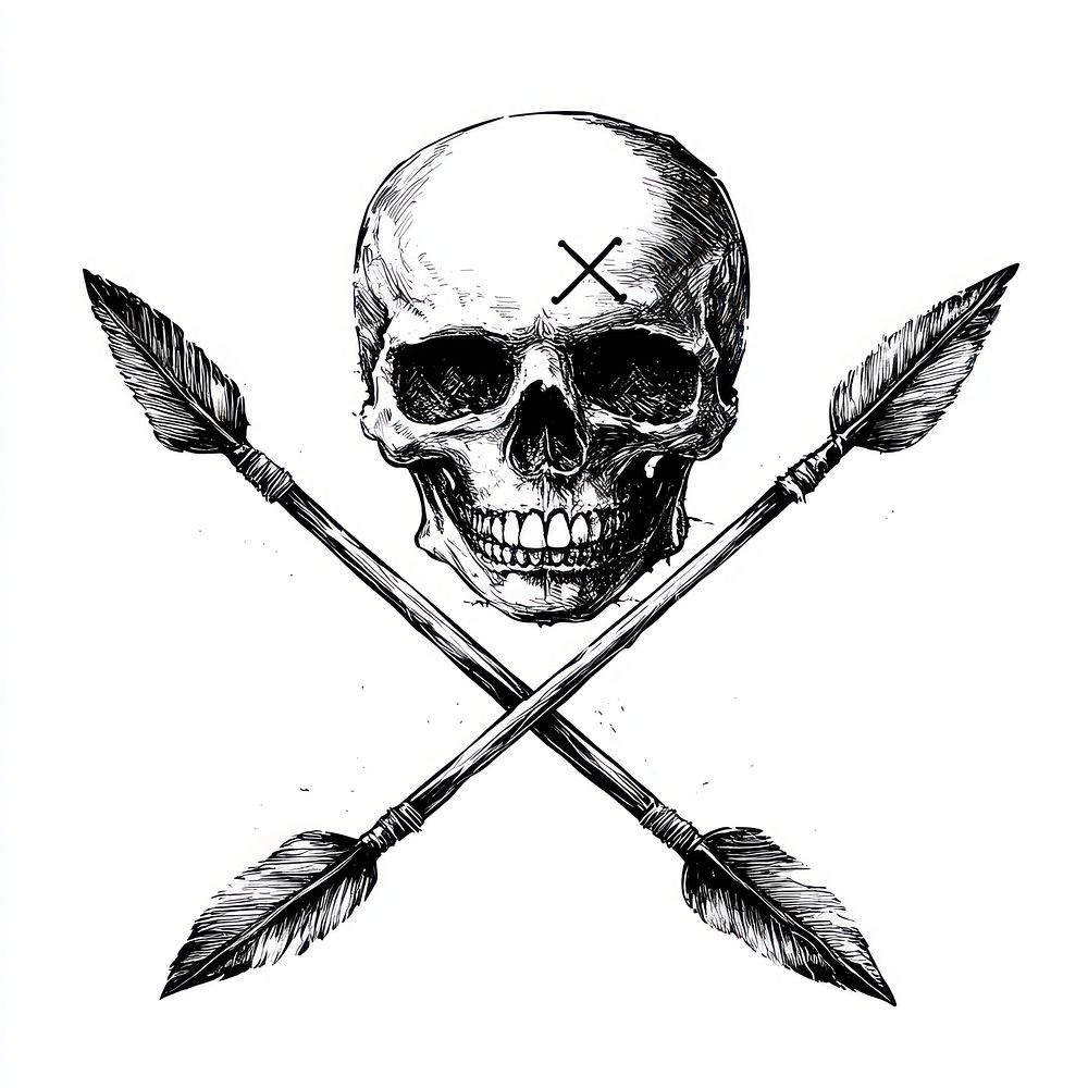 Skull top crossed arrows drawing | Free Photo Illustration - rawpixel