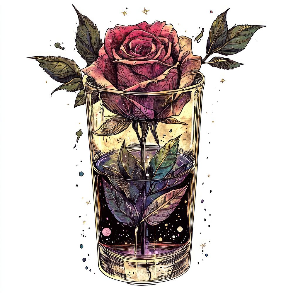 rose glass art illustration colorful. | Free Photo Illustration - rawpixel