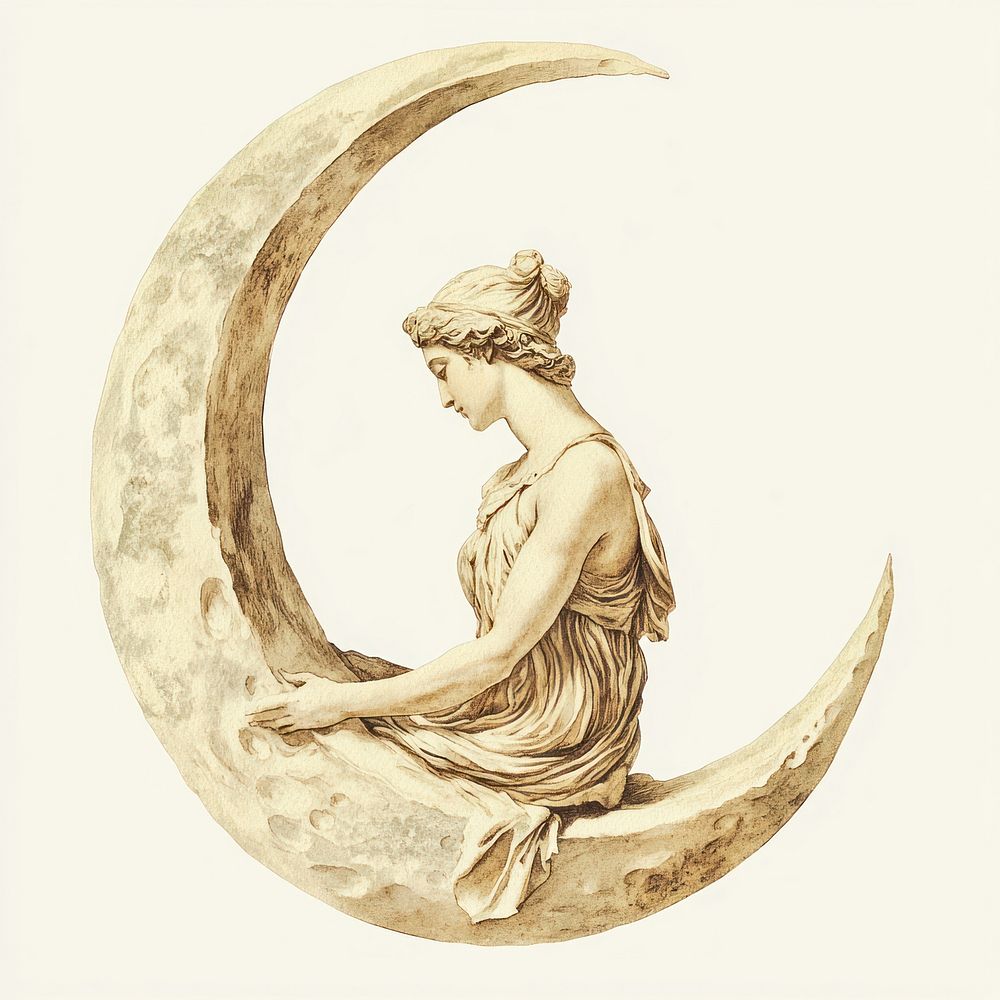 An ancient greek moon art | Free Photo Illustration - rawpixel