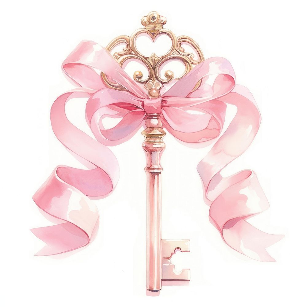 Coquette key illustration ribbon pink. | Premium Photo Illustration ...