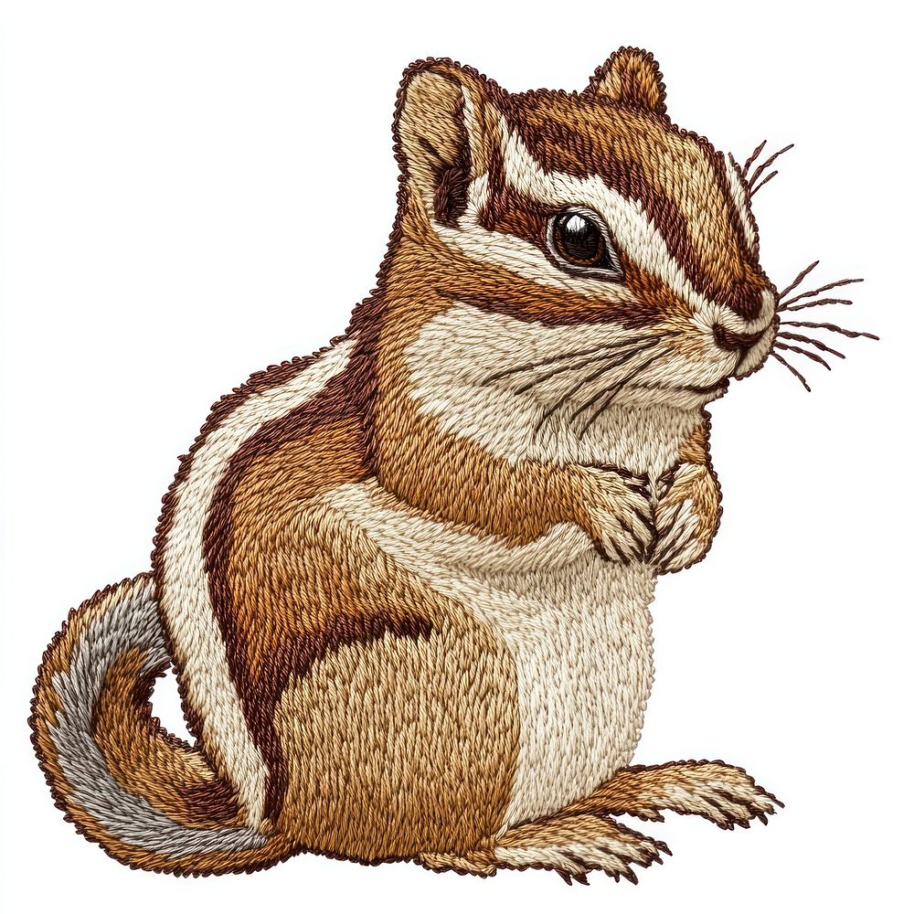 Chipmunk embroidery style animal craft | Free Photo - rawpixel