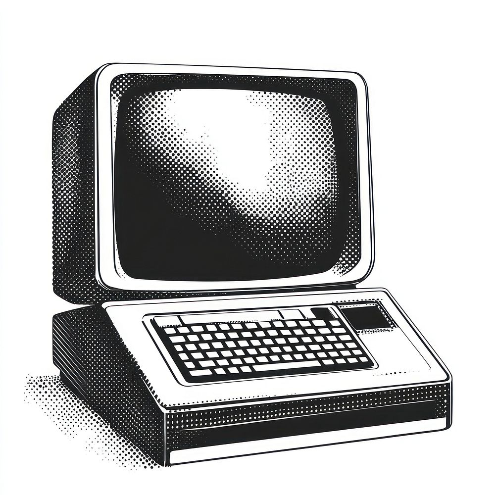 Retro computer design black white. | Free Photo Illustration - rawpixel