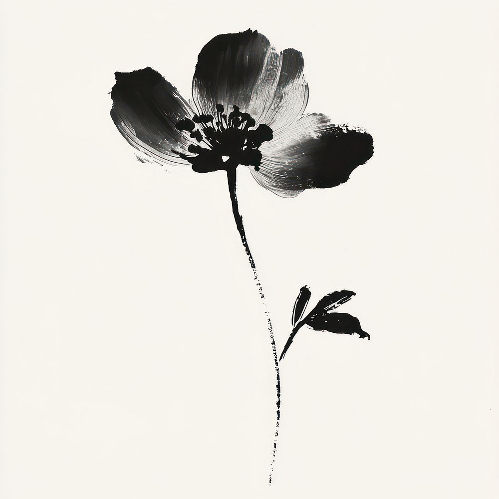 Flower simple black ink. | Free Photo Illustration - rawpixel