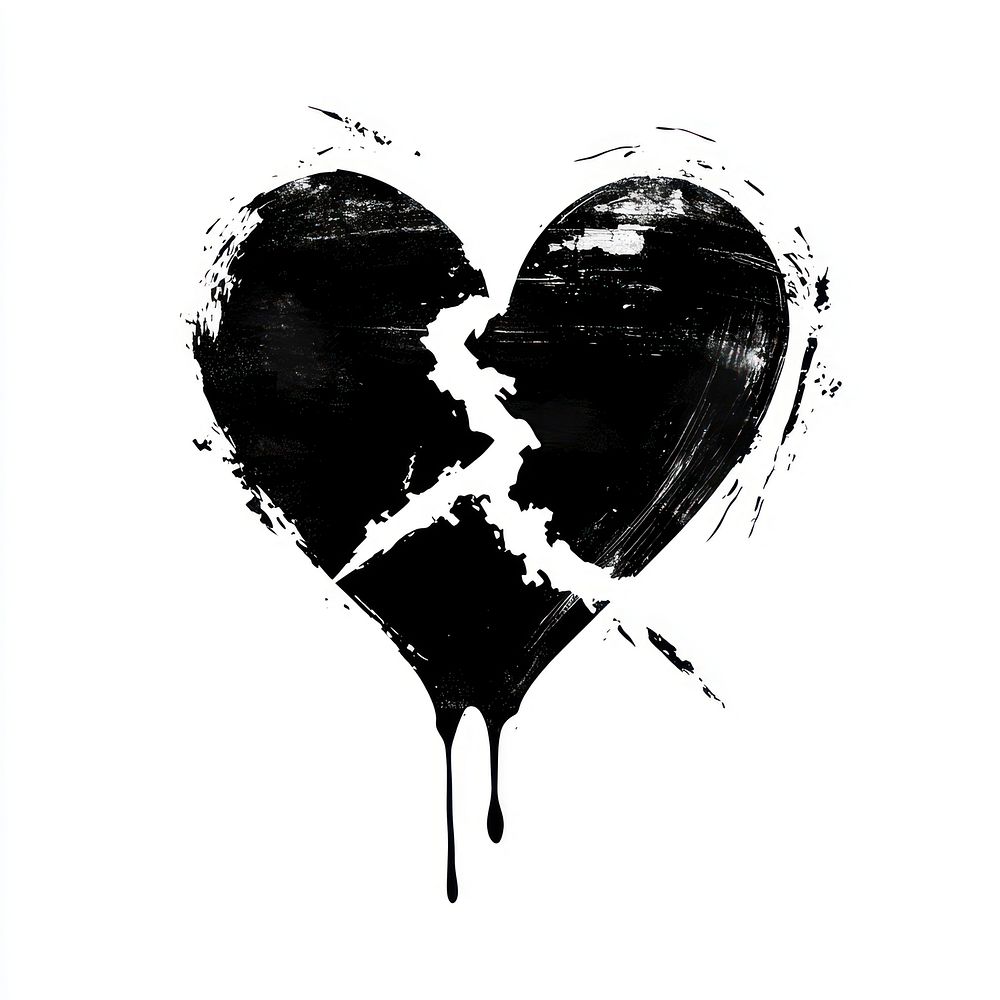 Heart broken black white style | Free Photo Illustration - rawpixel Heart broken black white style | Free Photo Illustration - rawpixel