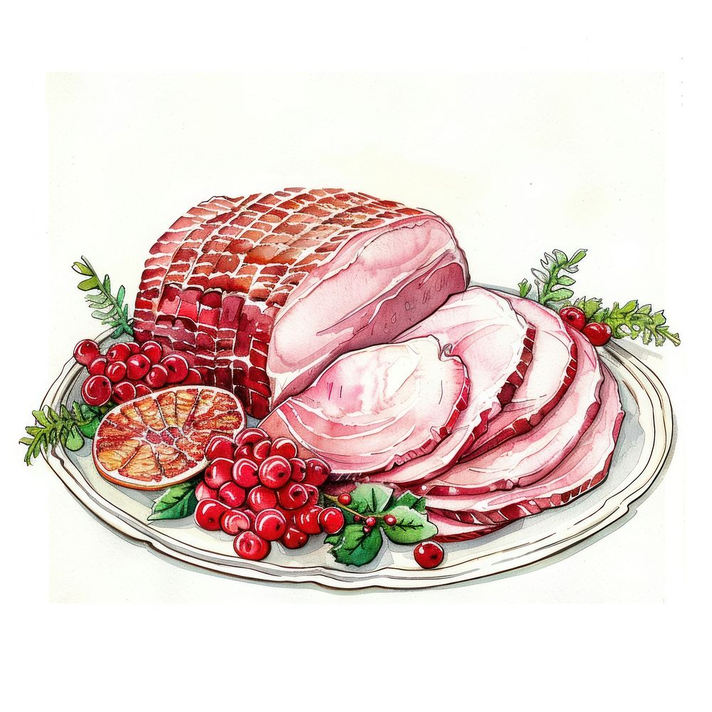 isolated Christmas Cold ham cold | Free Photo Illustration - rawpixel