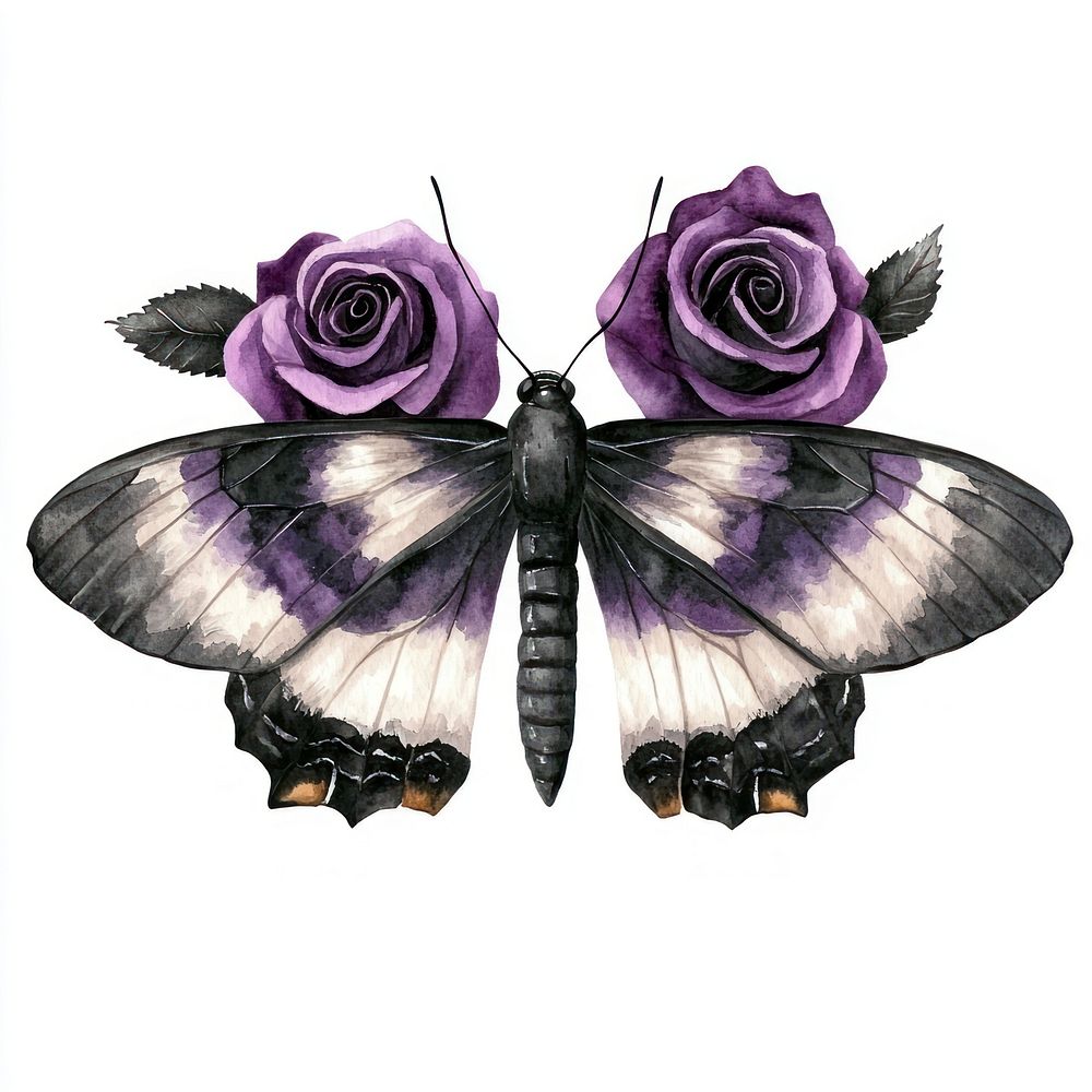 Moth purple and black roses | Free Photo Illustration - rawpixel