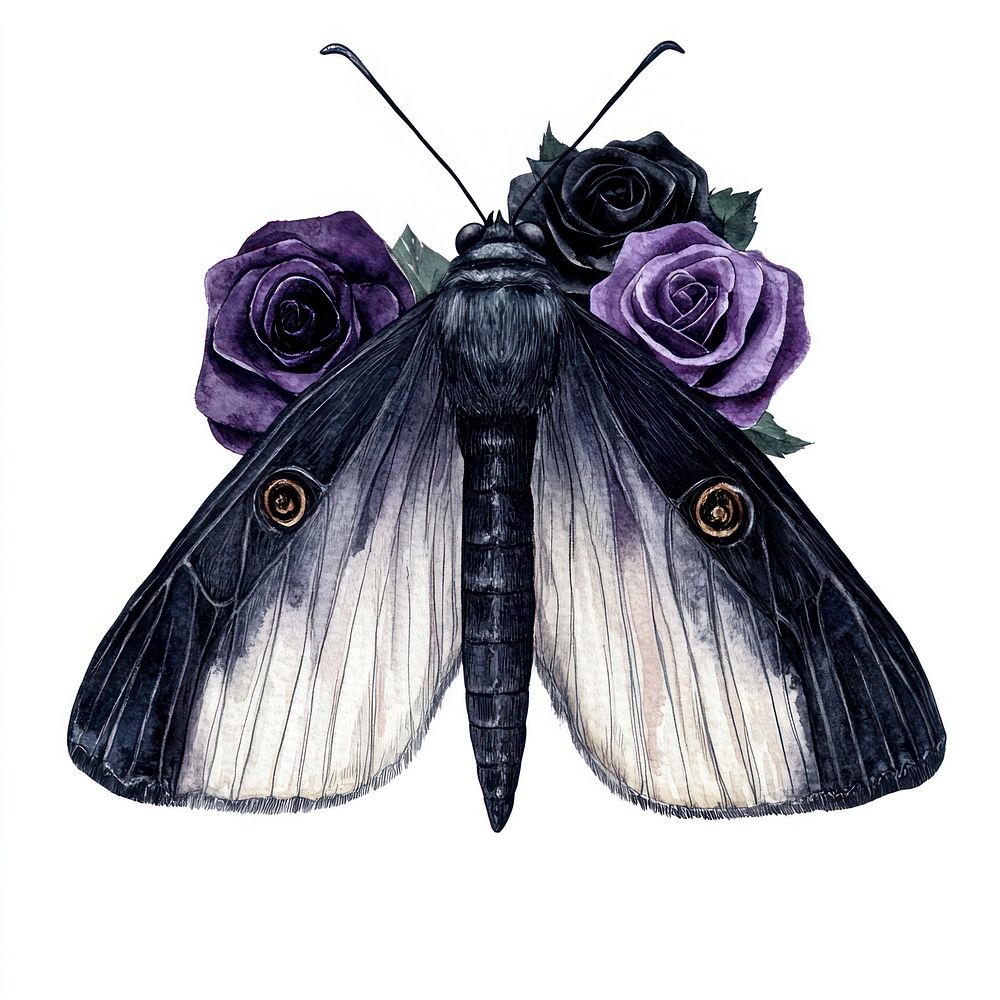 Moth purple and black roses | Free Photo Illustration - rawpixel