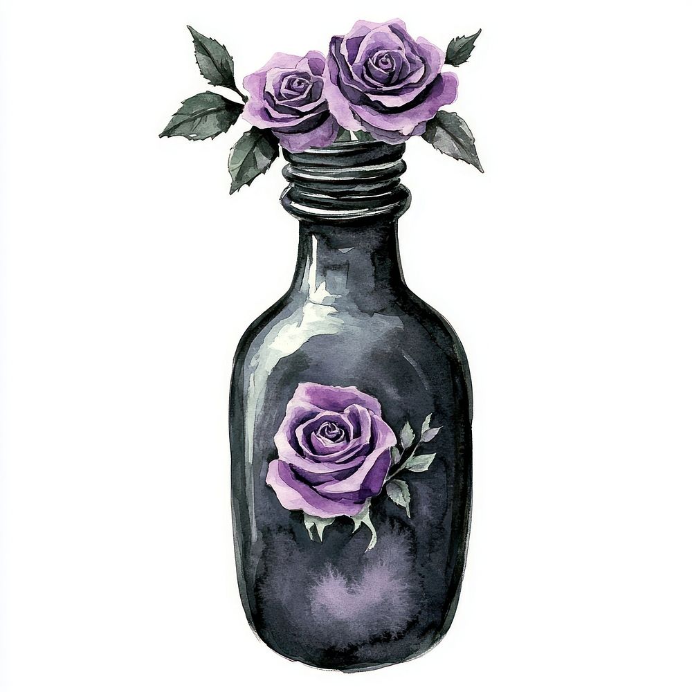 Poison Bottle purple roses illustration | Free Photo Illustration ...