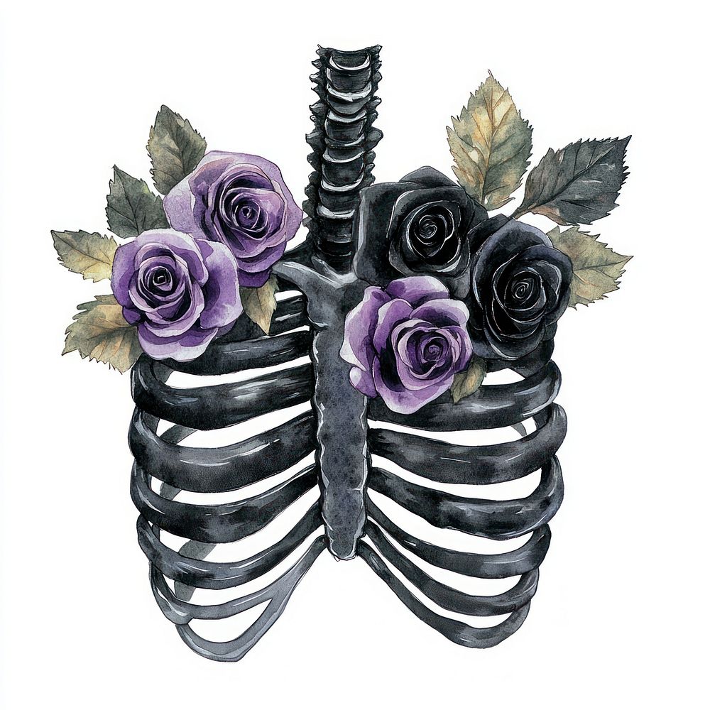 Ribs purple and black roses | Free Photo Illustration - rawpixel
