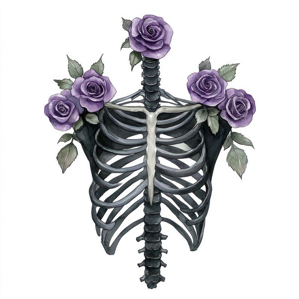 Ribs purple roses art illustration | Free Photo Illustration - rawpixel