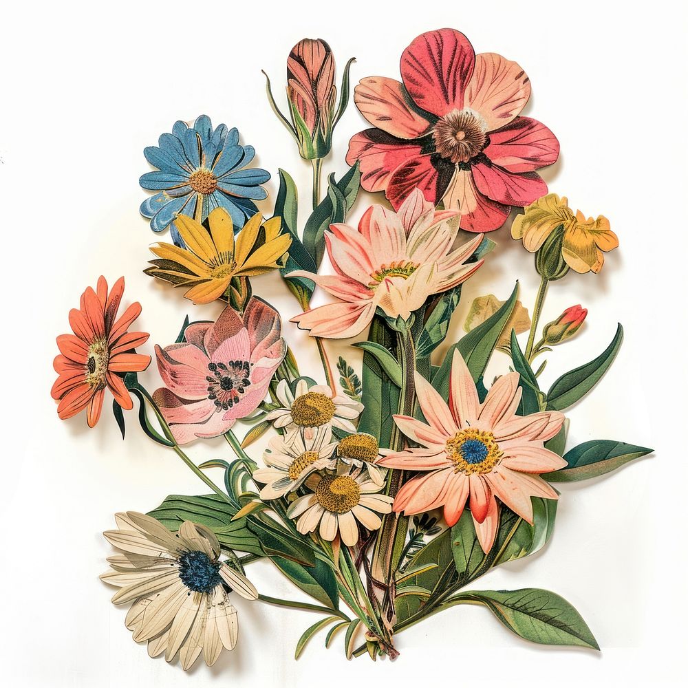 Flower shape collage cutouts flowers | Free Photo Illustration - rawpixel
