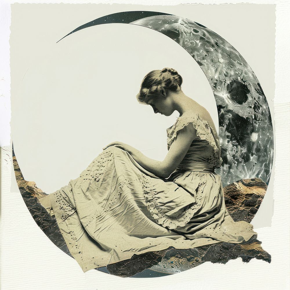Moon shape collage cutouts vintage | Free Photo Illustration - rawpixel