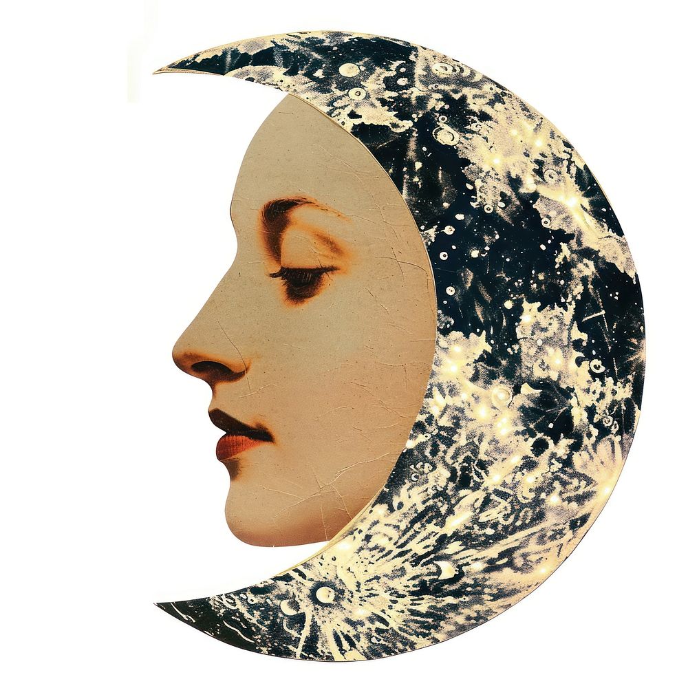 Moon shape collage cutouts face | Free Photo Illustration - rawpixel