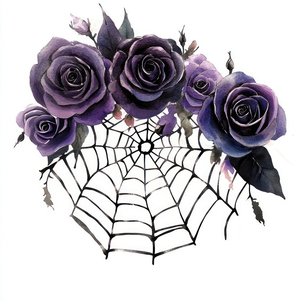 Spider web spiderweb purple roses. | Free Photo Illustration - rawpixel