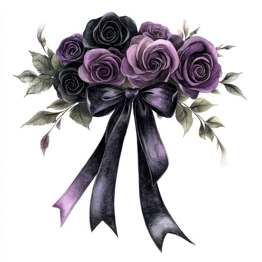 Bow roses art illustration. | Free Photo Illustration - rawpixel