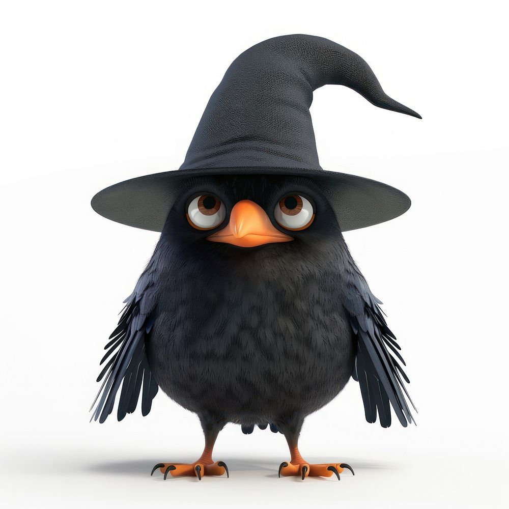 Raven wearing witch hat bird | Free Photo Illustration - rawpixel