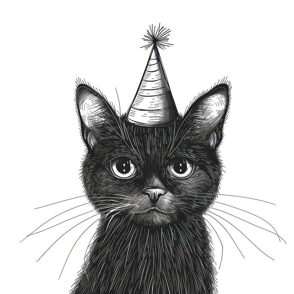 Hand drawn cat art hat | Free Photo Illustration - rawpixel