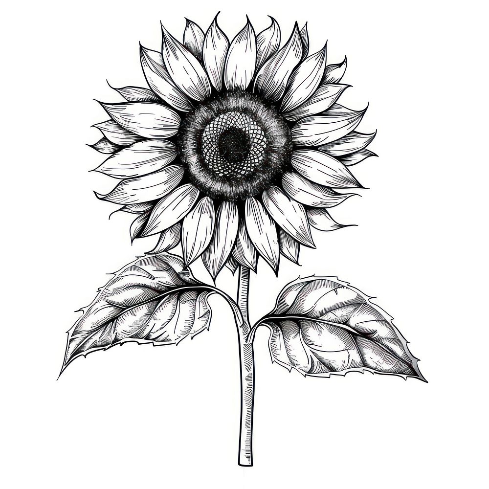 Hand drawn Sun flower drawing | Free Photo Illustration - rawpixel