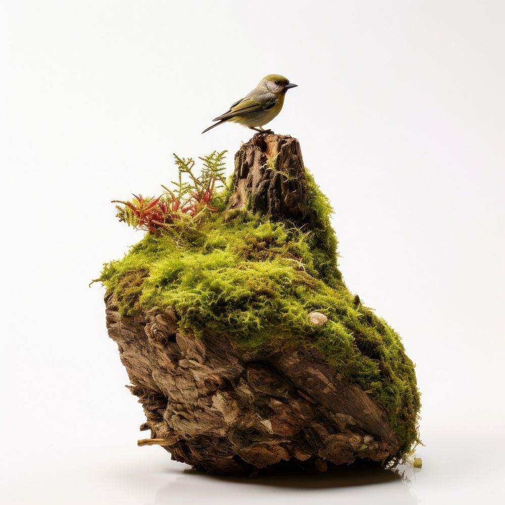 tree stump moss bird photography. | Free Photo - rawpixel