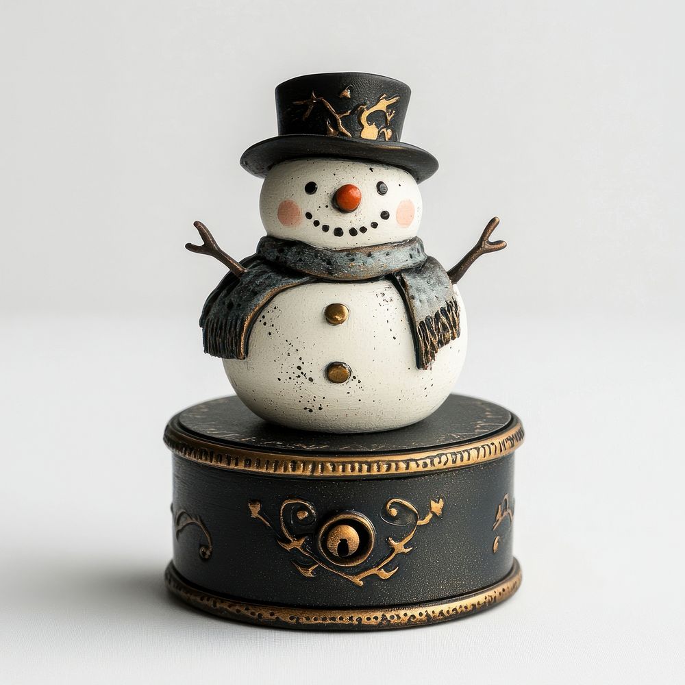 Snowman music box figurine vintage | Free Photo - rawpixel