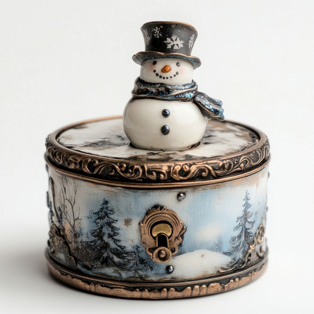 Snowman music box figurine vintage | Free Photo - rawpixel