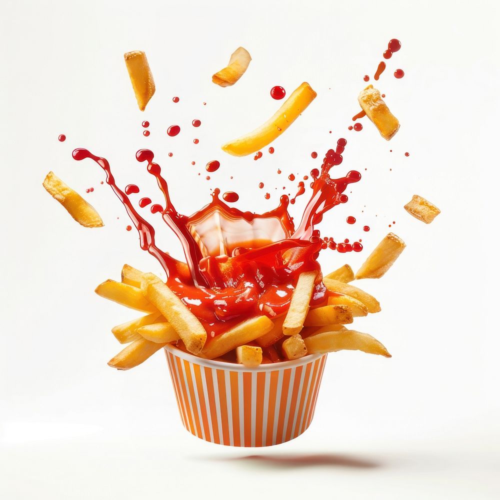 Exploding french fries sauce food | Free Photo - rawpixel