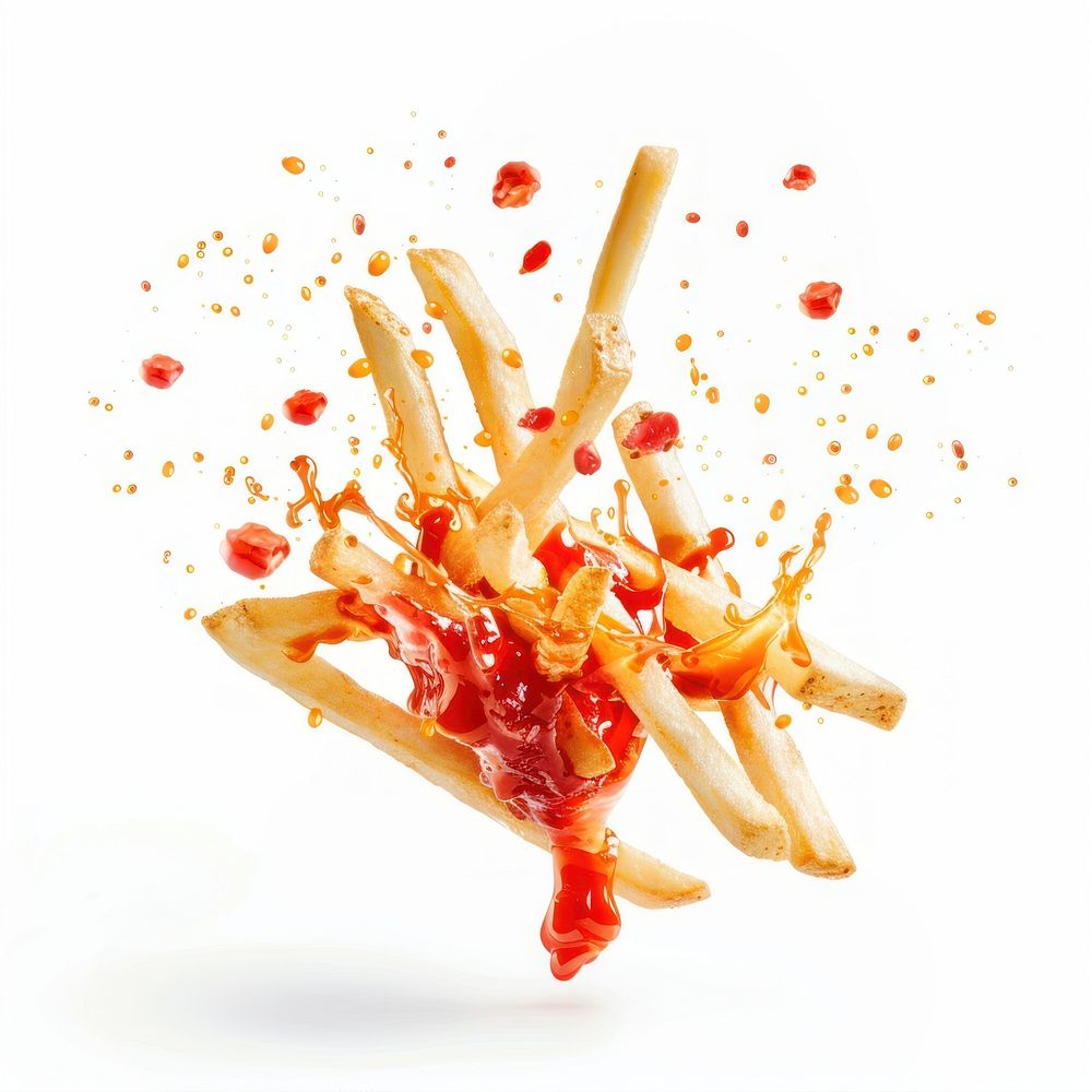 Exploding french fries food ketchup | Free Photo - rawpixel