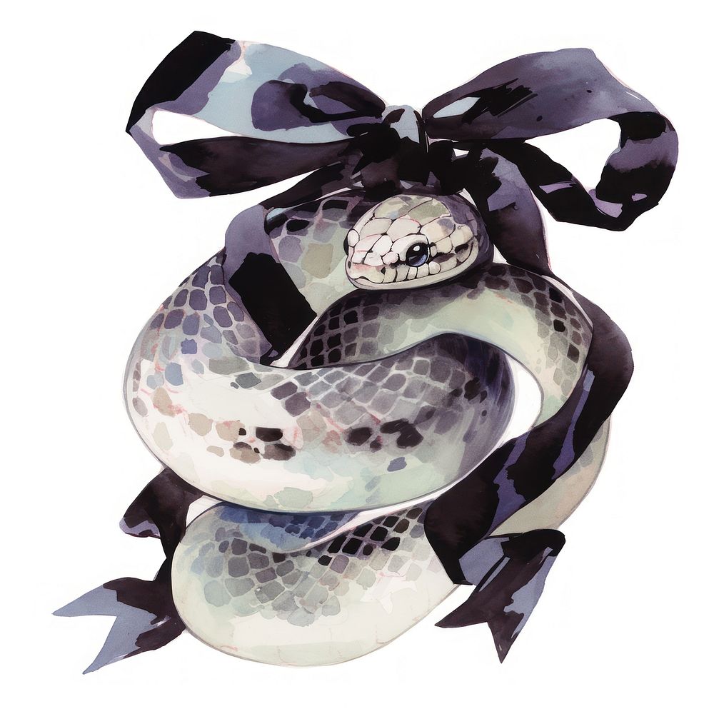 Black coquette snake illustration watercolor | Free Photo Illustration ...