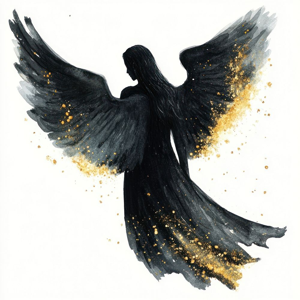 black angel painting gold illustration. | Free Photo Illustration ...