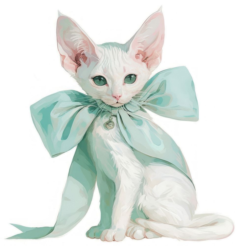 Mint green pastel coquette cat | Free Photo Illustration - rawpixel