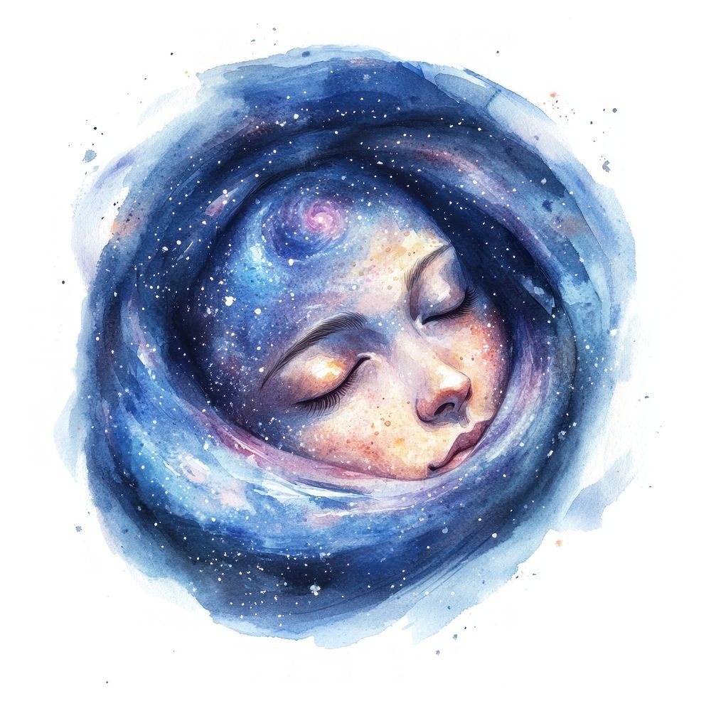 Galaxy face watercolor portrait. | Free Photo Illustration - rawpixel