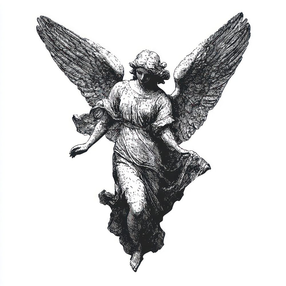 Angel retro photocopy stipple effect | Free Photo Illustration - rawpixel