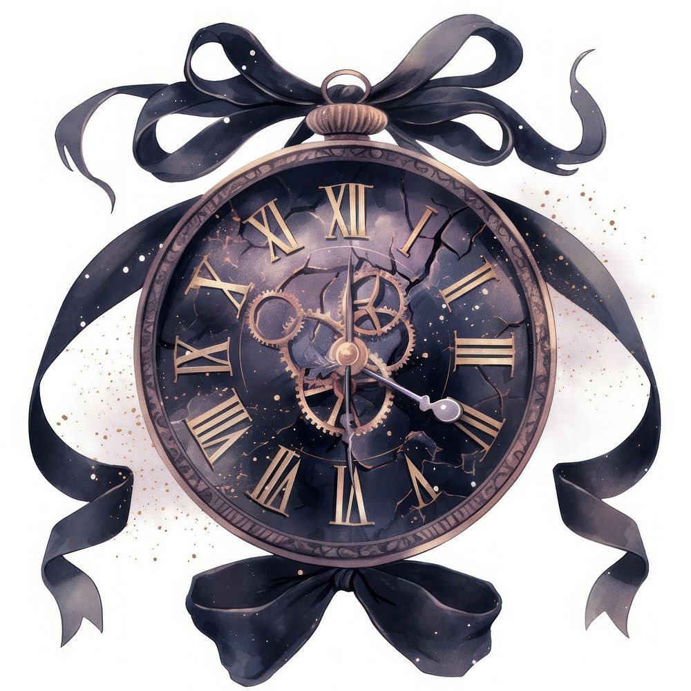 Coquette black Broken gothic clock | Free Photo Illustration - rawpixel