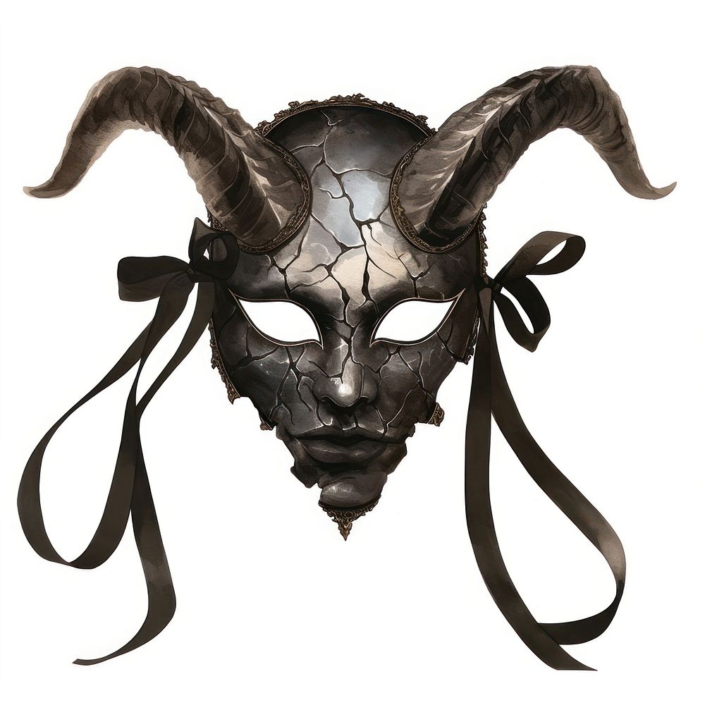 Mask ribbons horned black. | Free Photo Illustration - rawpixel