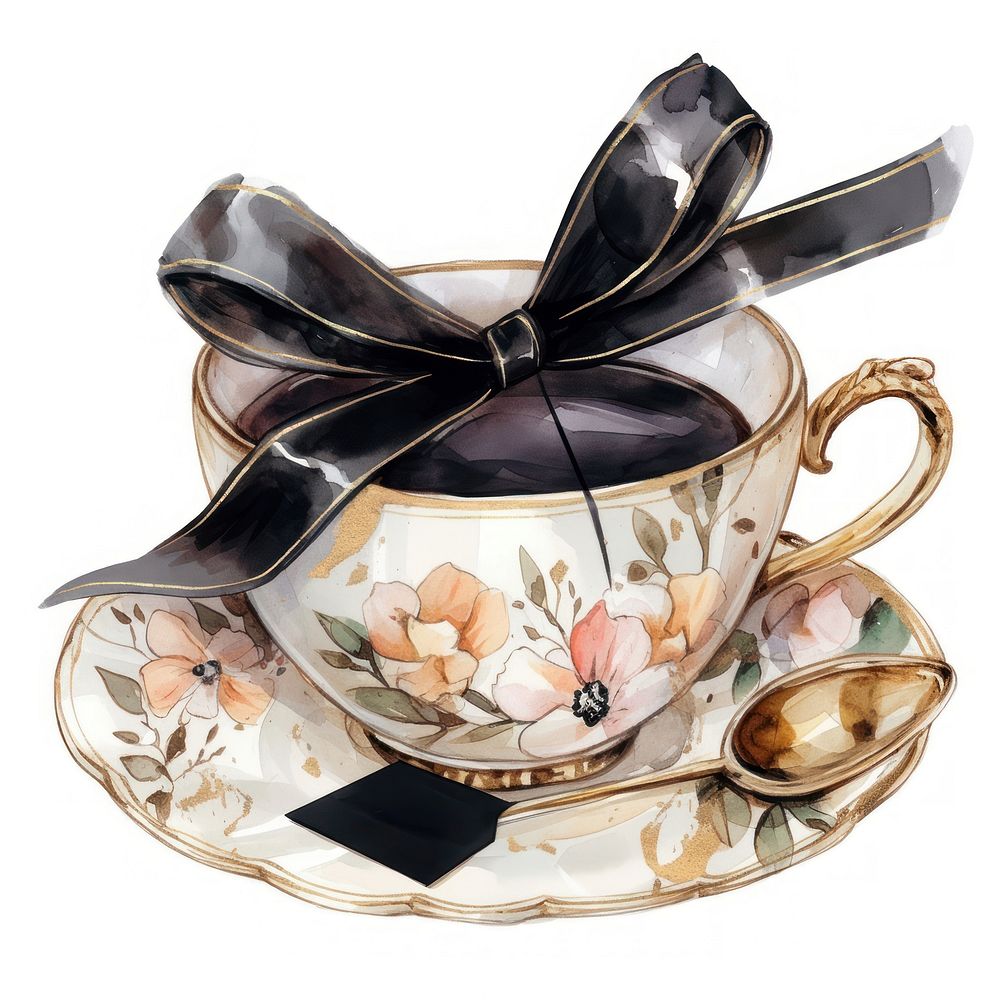 Black coquette tea cup art | Free Photo Illustration - rawpixel