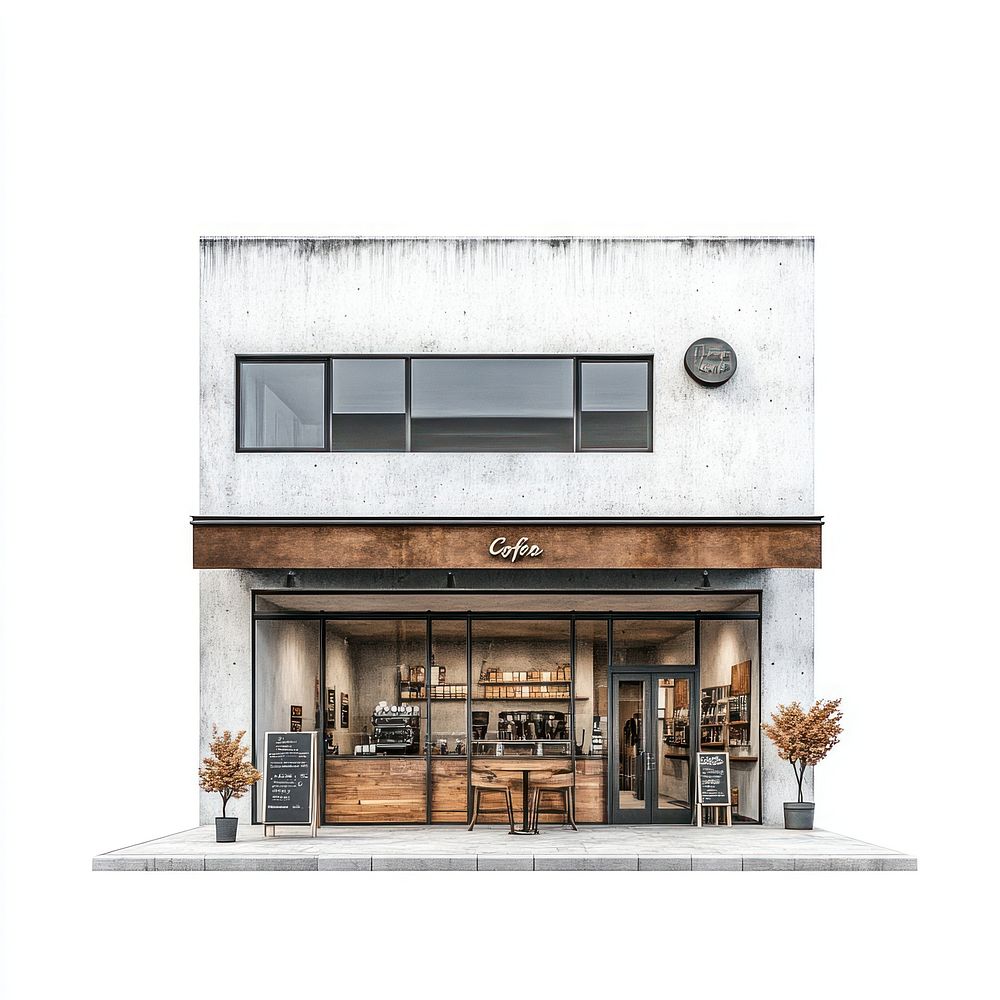 Concrete coffee shop facade architecture | Free Photo - rawpixel