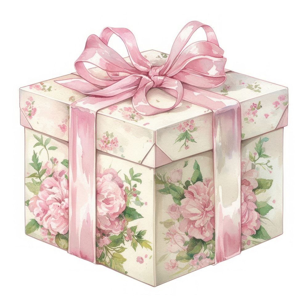 Coquette gift box floral ribbon | Free Photo Illustration - rawpixel