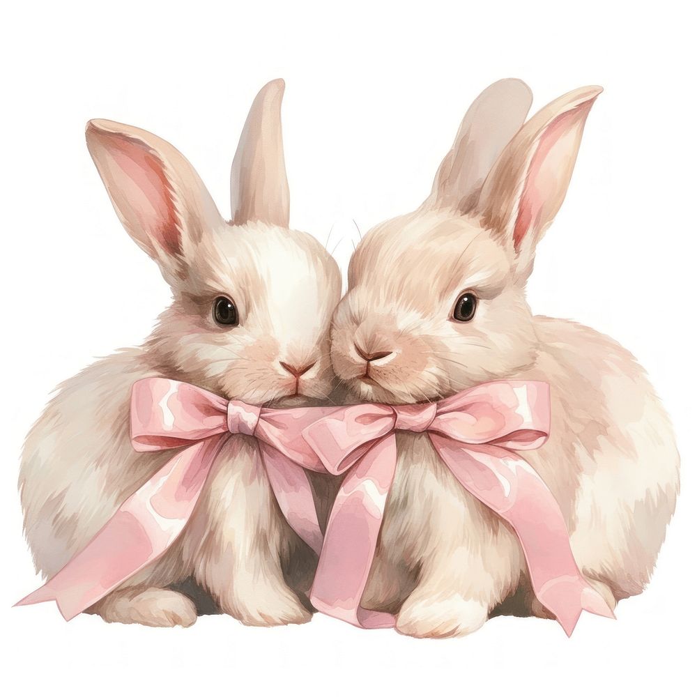 Coquette pair rabbits illustration bunnies | Premium Photo Illustration ...