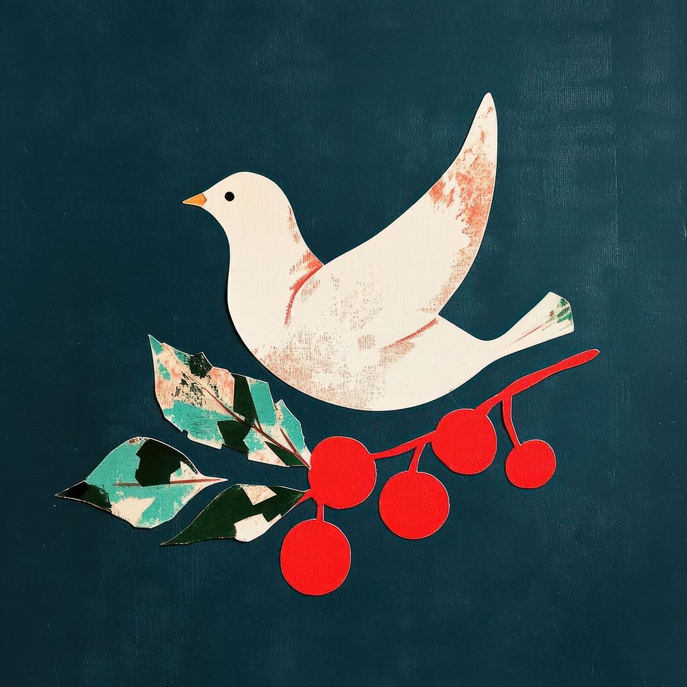 Dove Christmas Holly art illustration | Free Photo Illustration - rawpixel