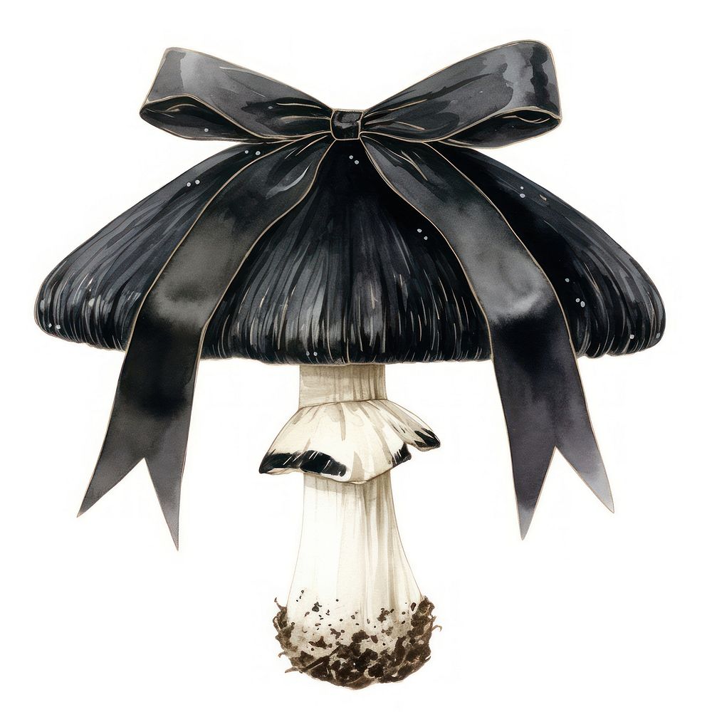 Black coquette mushroom illustration ribbon | Free Photo Illustration ...