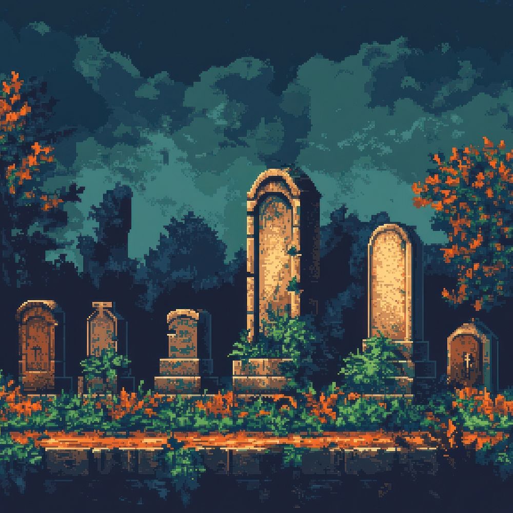 Art tombstones graveyard pixel. | Free Photo Illustration - rawpixel