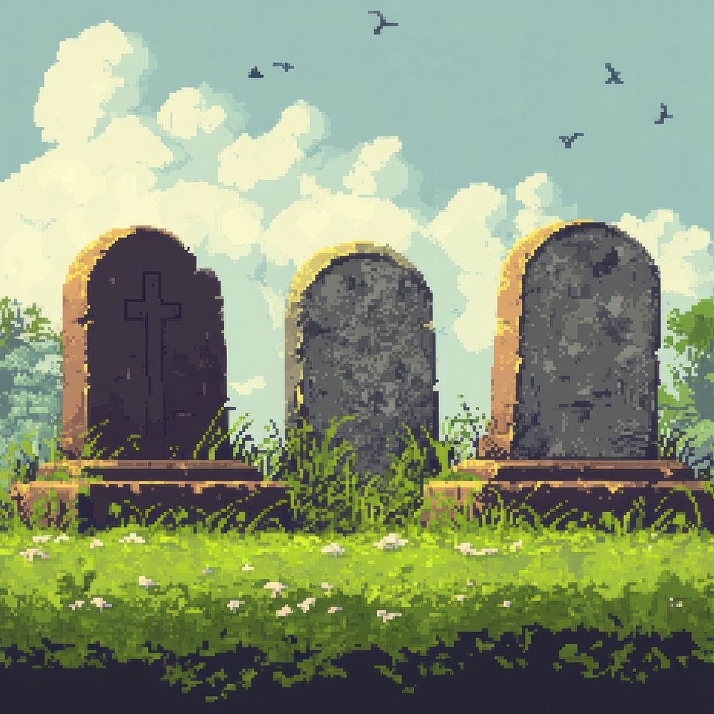 Tombstones graveyard cemetery birds. | Free Photo Illustration - rawpixel