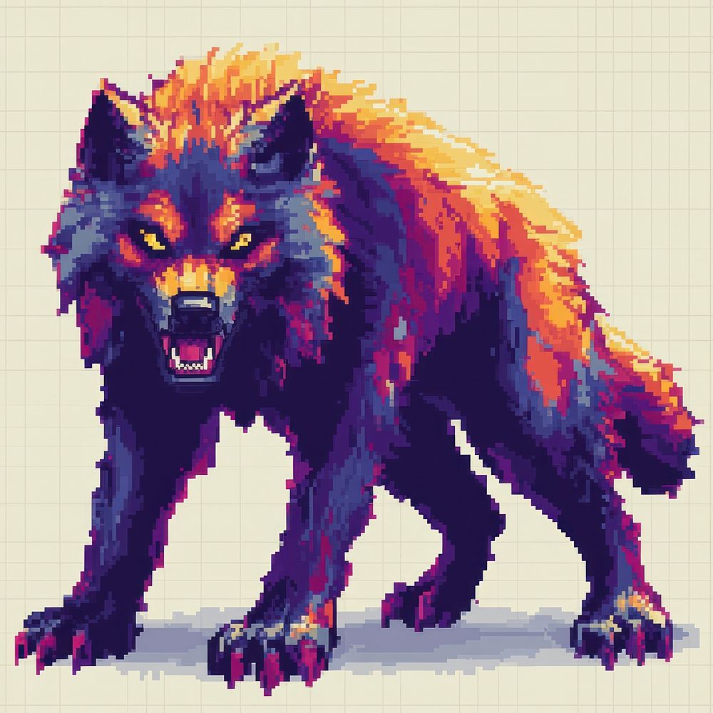Pixel art image werewolves wolf | Free Photo Illustration - rawpixel