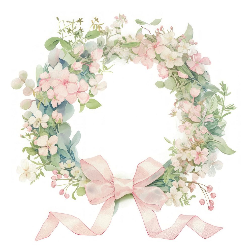 Pastel coquette wreath illustration watercolor | Free Photo ...