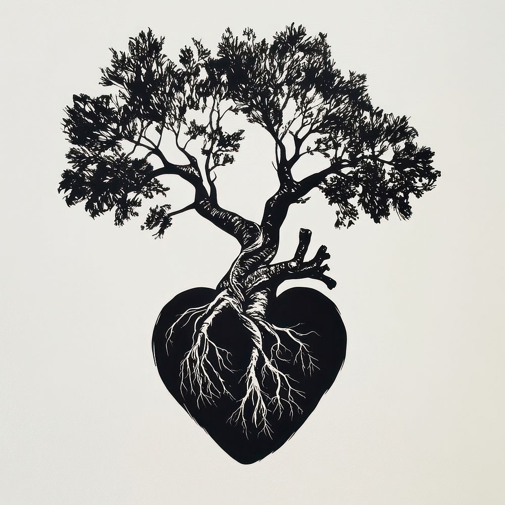 tree roots intertwined human heart | Free Photo Illustration - rawpixel