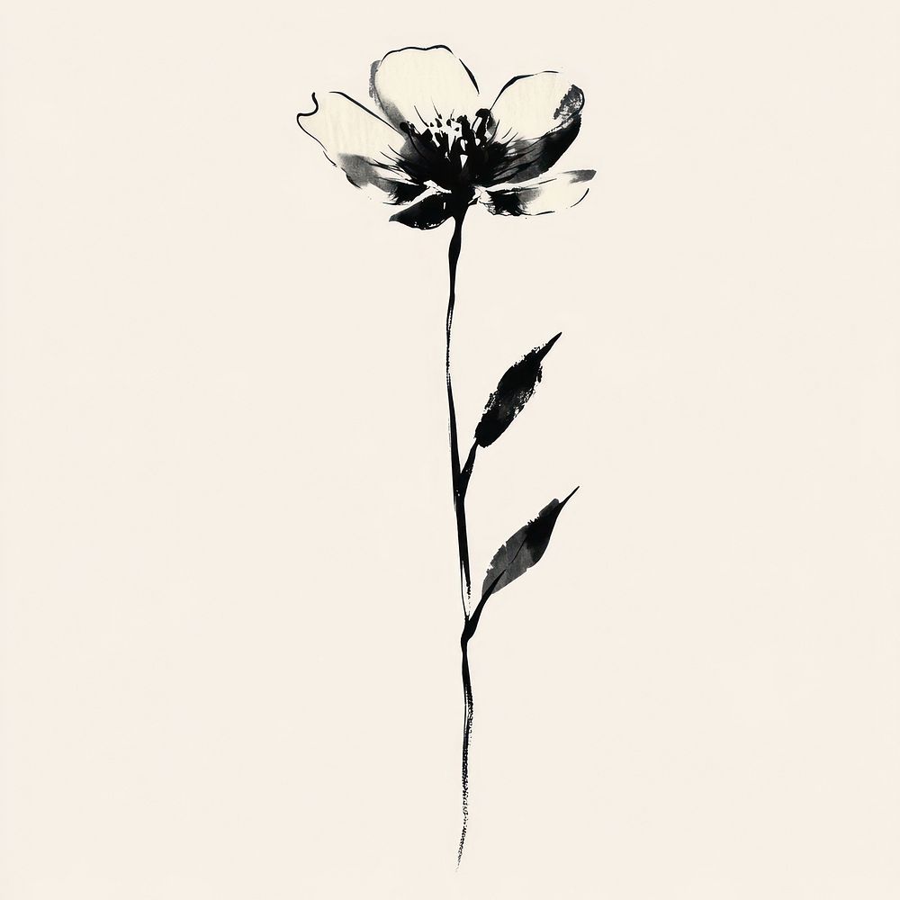 Flower simple black art. | Free Photo Illustration - rawpixel