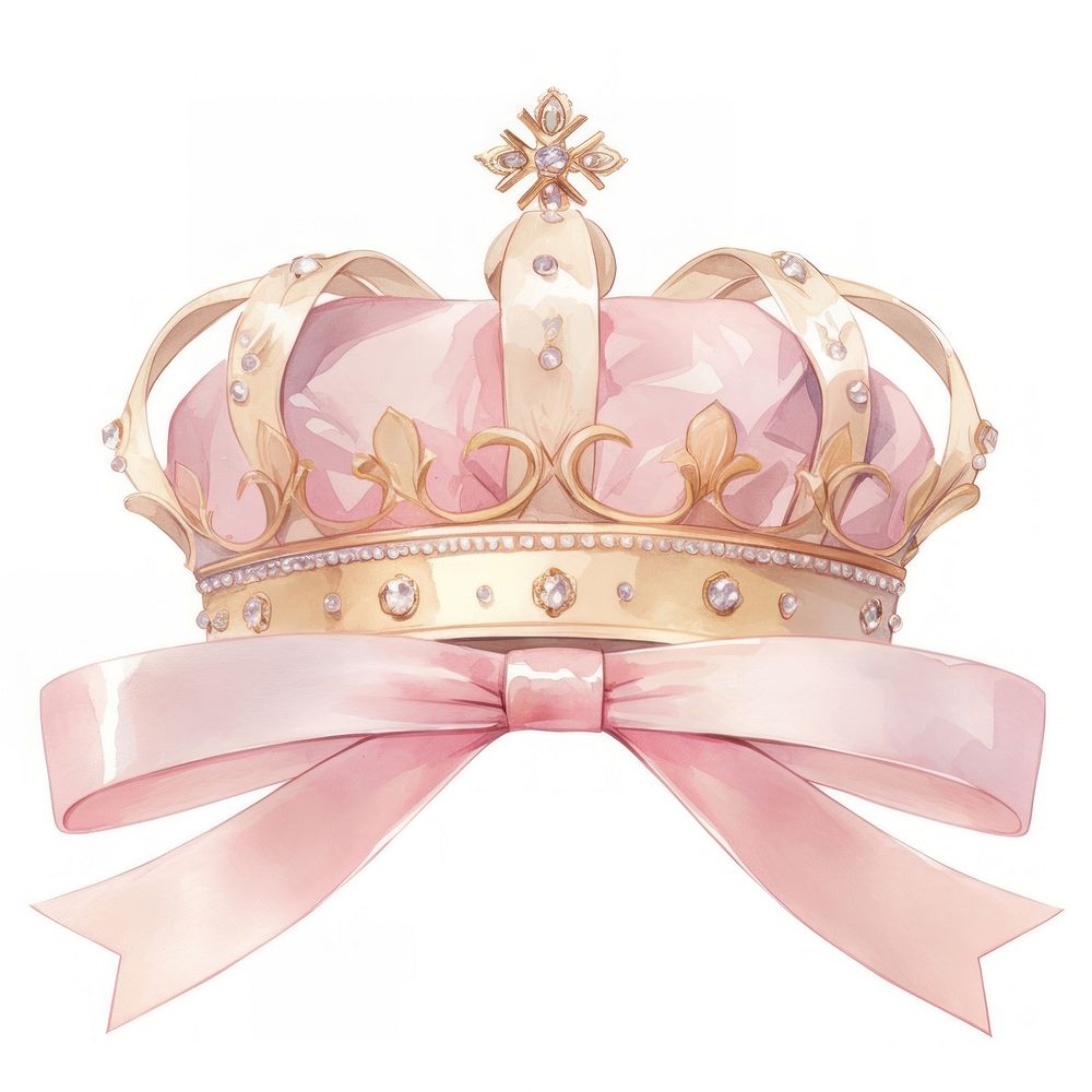 coquette crown illustration ribbon pink. | Free Photo Illustration ...