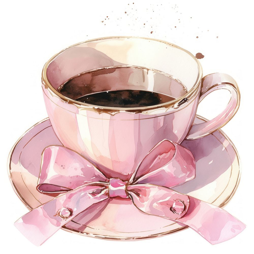 Coquette coffee illustration watercolor ribbon. | Free Photo ...