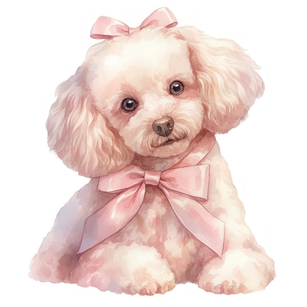 Coquette dog illustration watercolor pink. | Free Photo Illustration ...