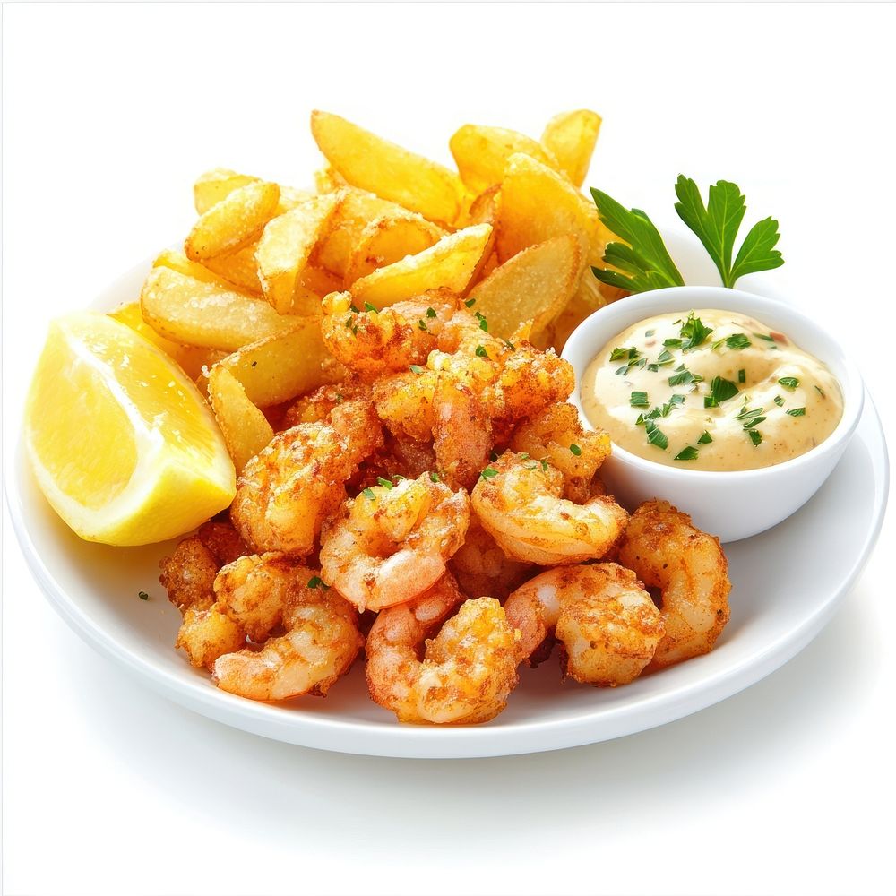 Scampi Chips seafood shrimp lemon | Free Photo - rawpixel